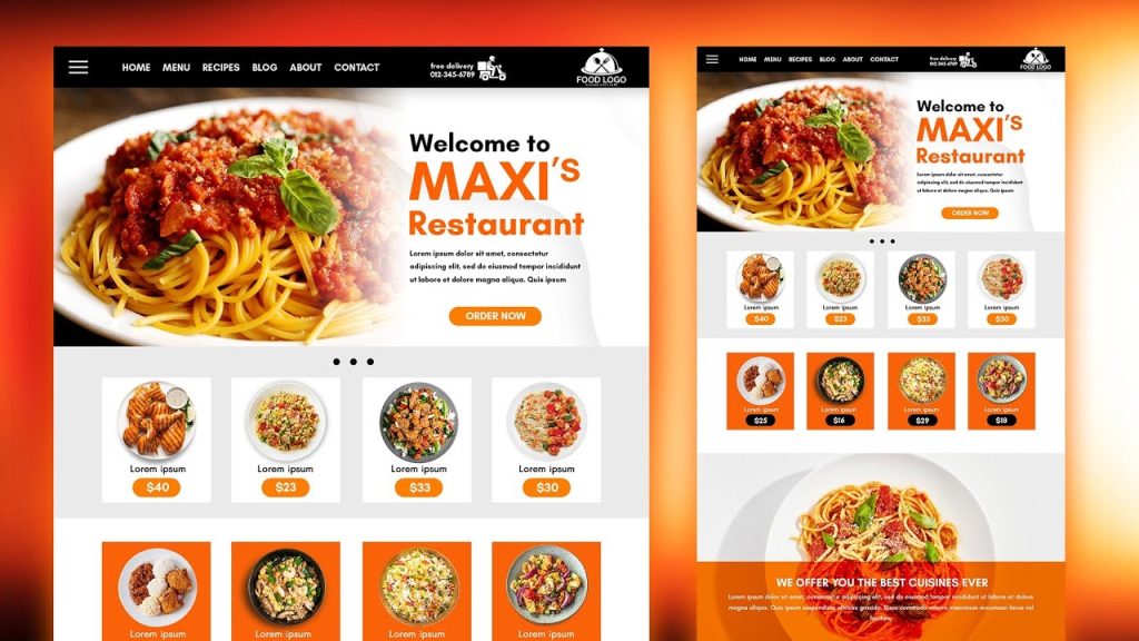 Food Website Template Design in Photoshop | Webpage Design Photoshop ...