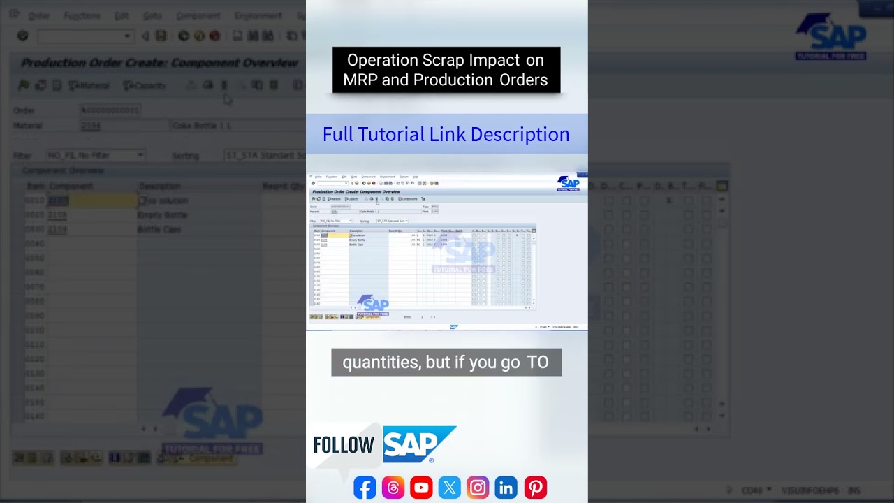 How Operation Scrap on #MRP – Factors Influence the MRP Run | SAP Courses For Beginners | #SAP ...