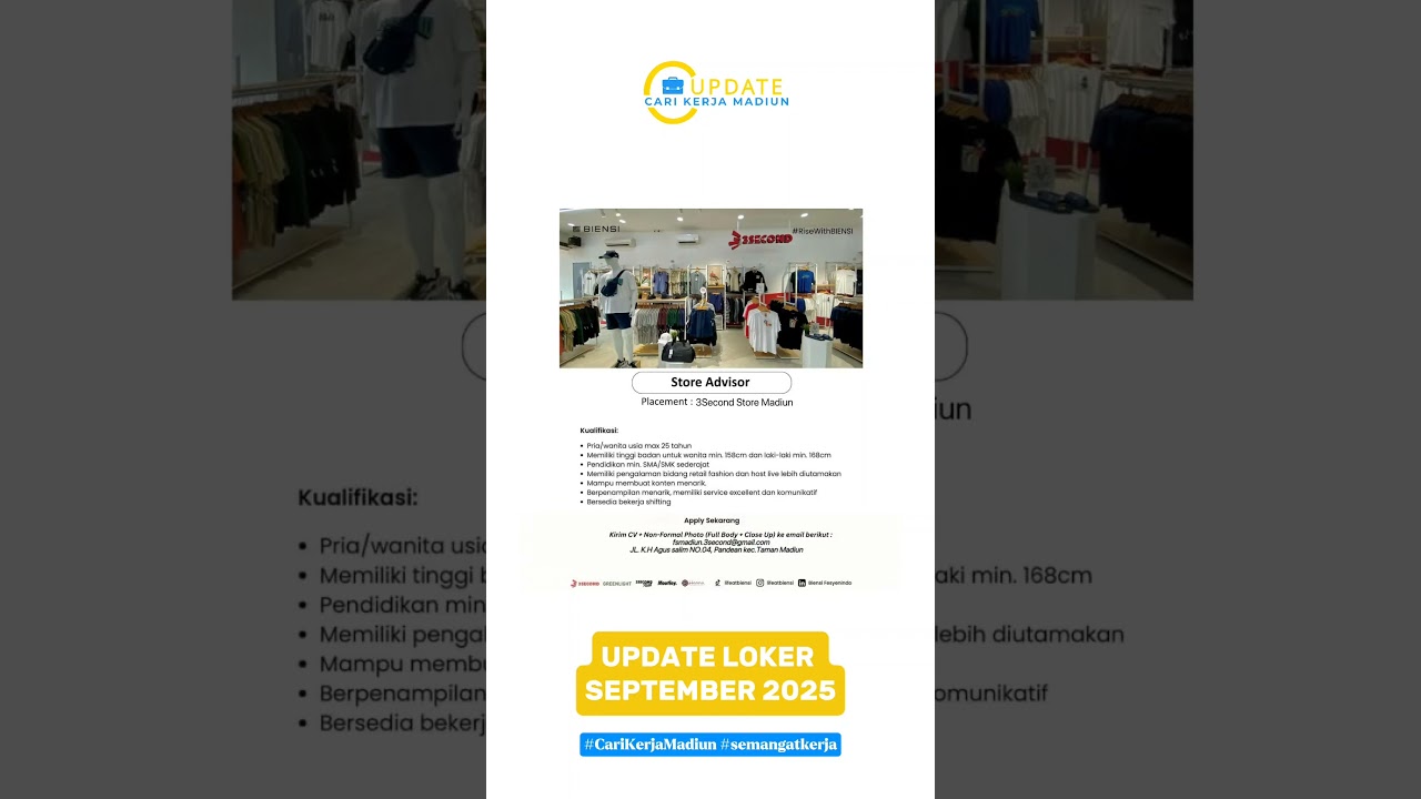 LOWONGAN KERJA MADIUN UPDATE TERKINI SEPTEMBER 2025 #kerja #loker # ...